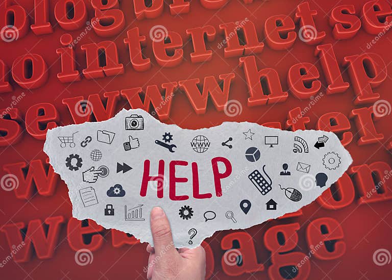 HELP, Hands Holding Blank Paper Stock Image - Image of graphics ...