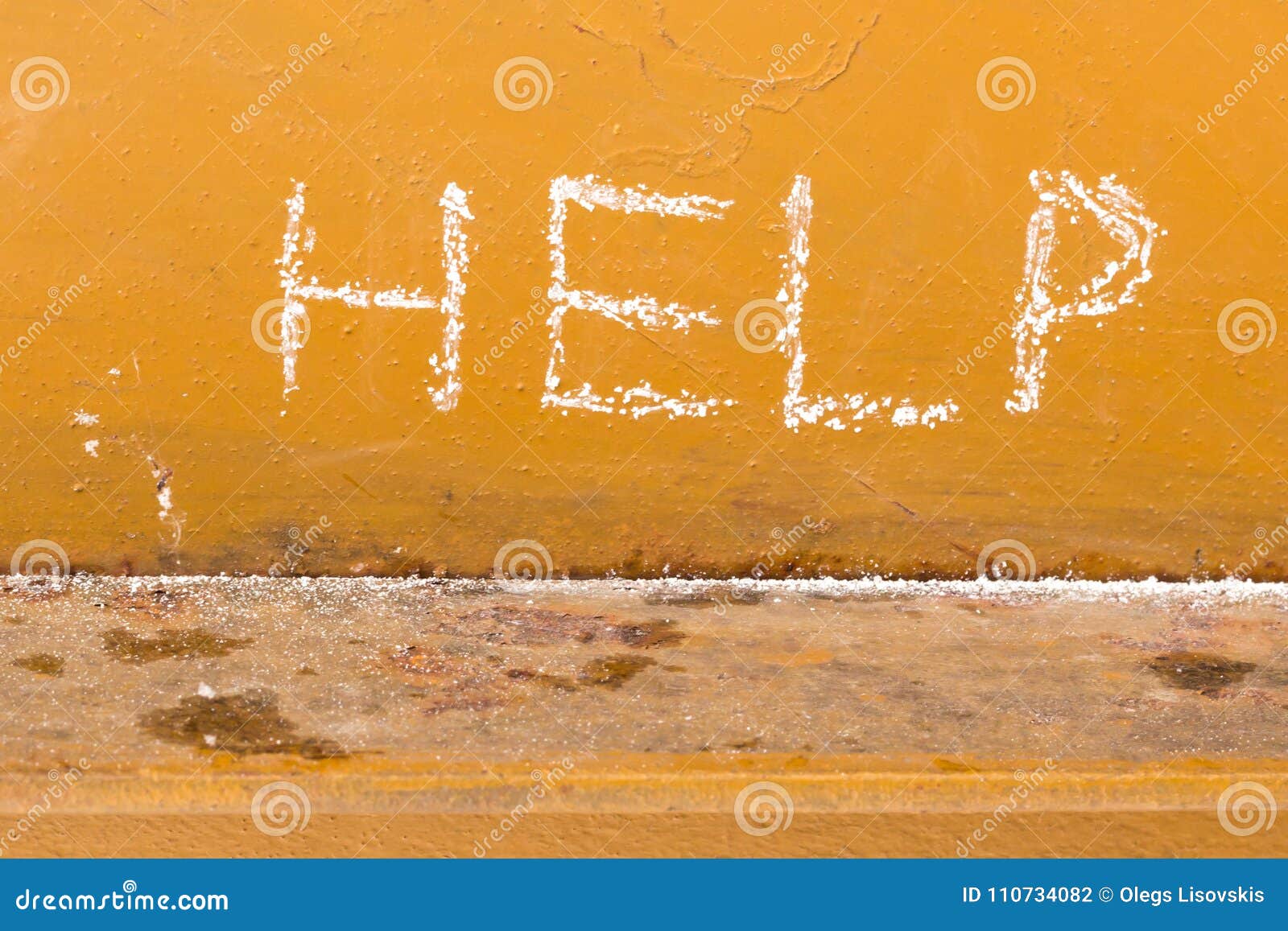 Help Handwriting with Chalk on Orange Metal Background Stock Photo ...