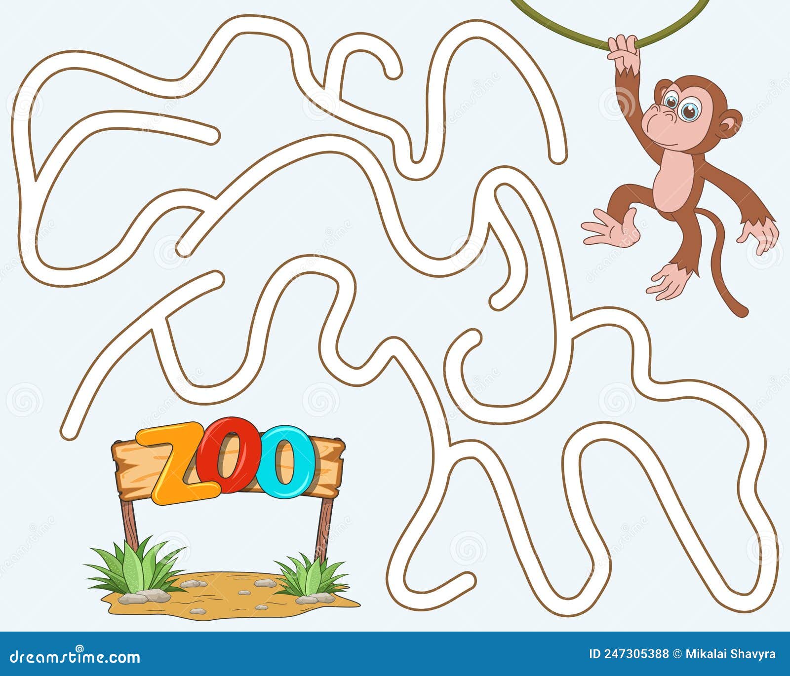 Help the Hippo Find the Pathway To Zoo. Logic Game for Kids. Entry and ...