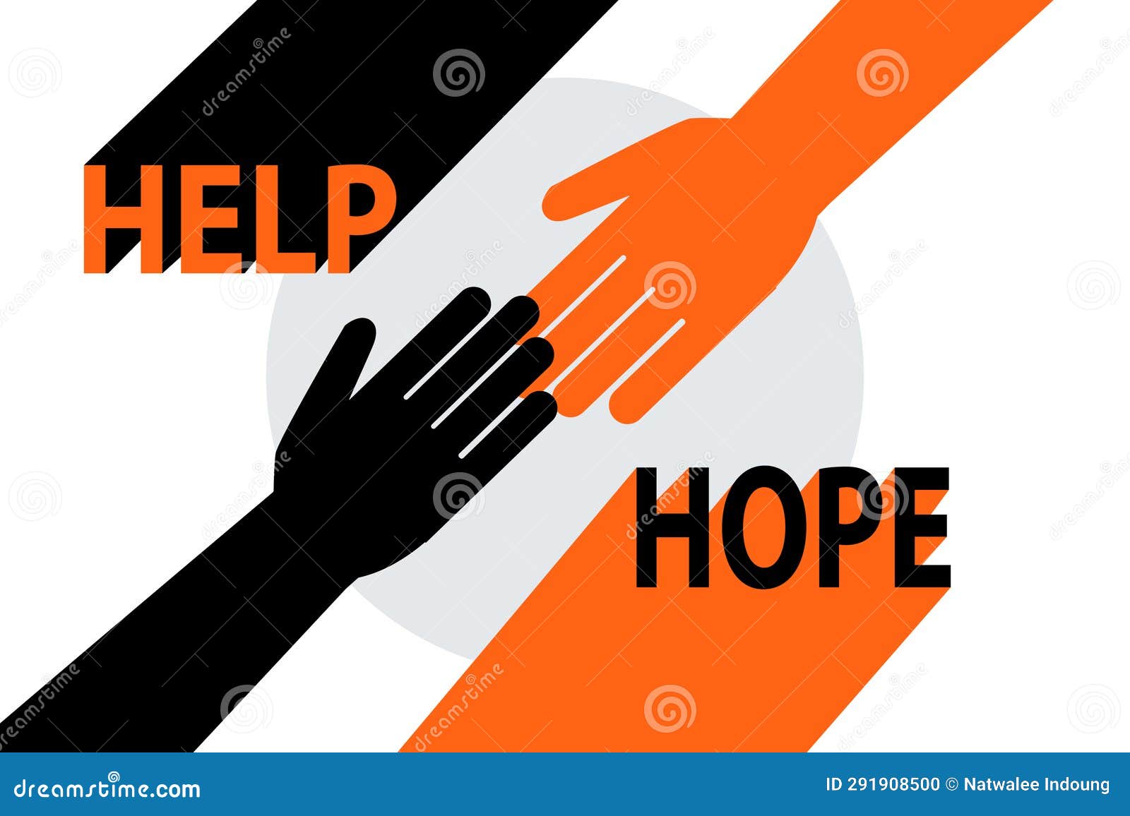 Help and Hope Concept, Benevolence Charity Illustration Man with ...