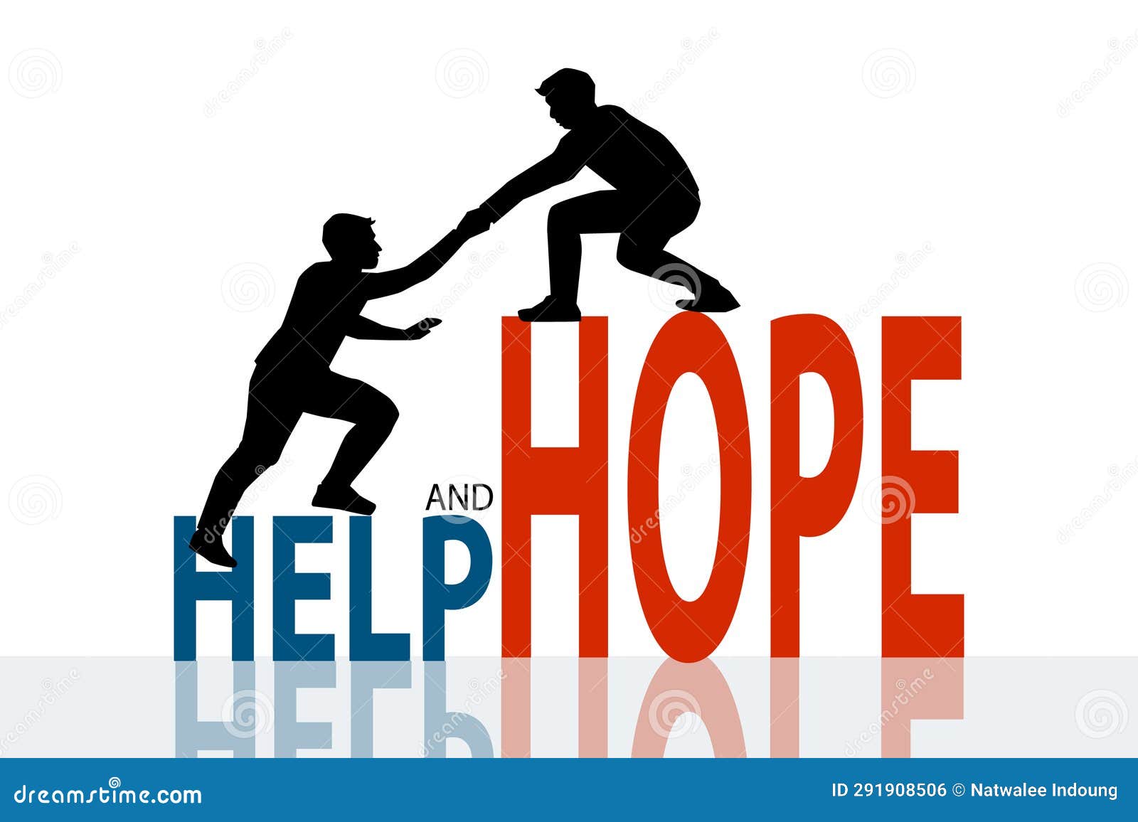 Help and Hope Concept, Benevolence Charity Illustration Man with ...