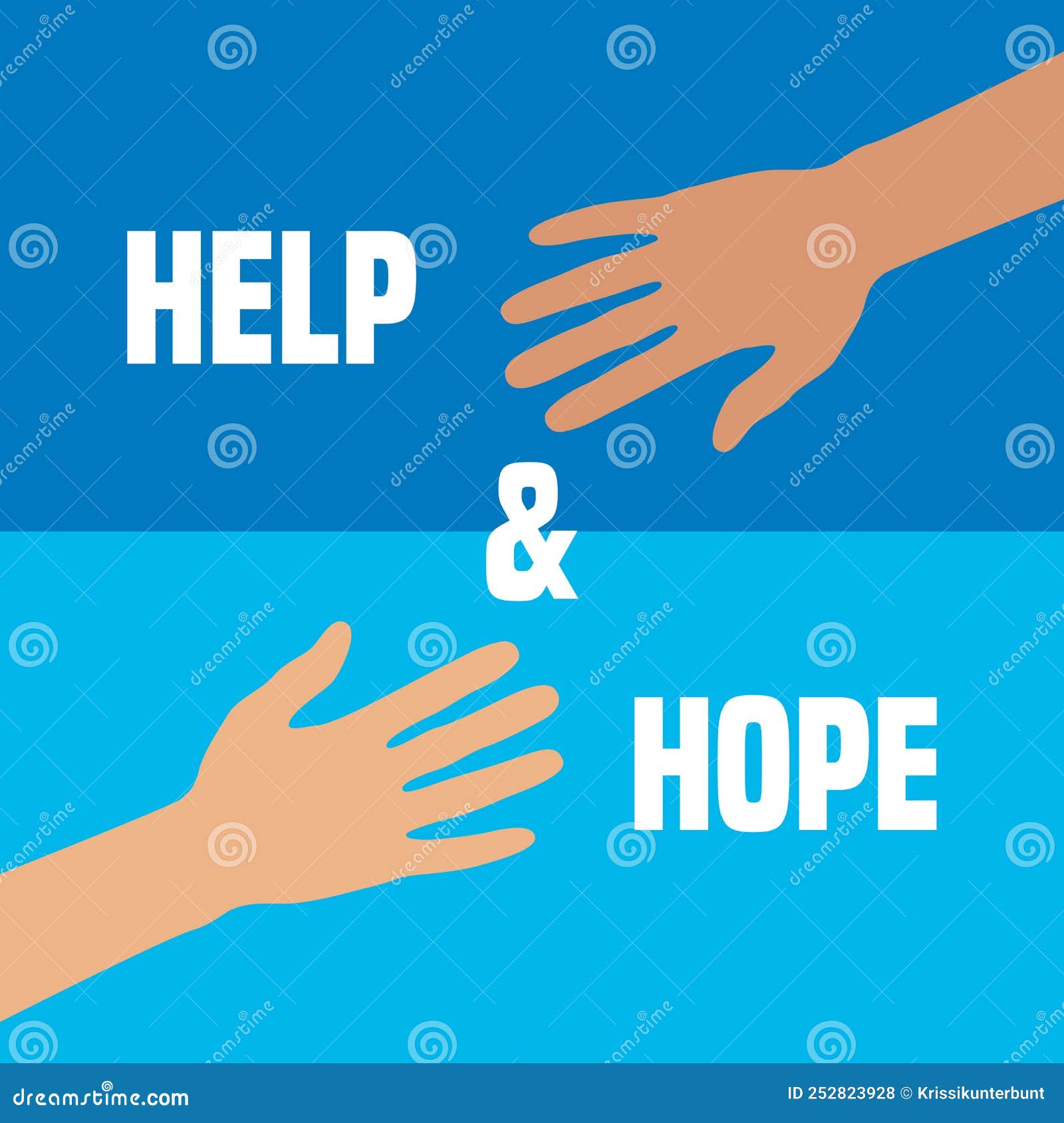 Help and Hope Concept with Human Hands on Blue Background Stock Vector ...