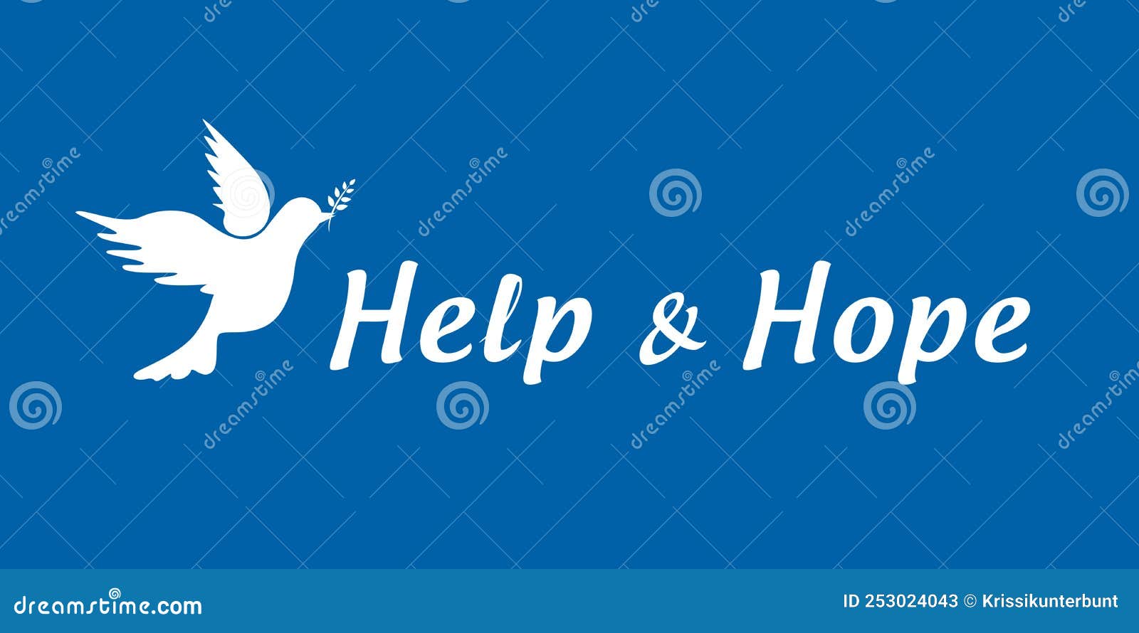 Help and Hope Typography Peace Dove Blue Background Stock Vector ...