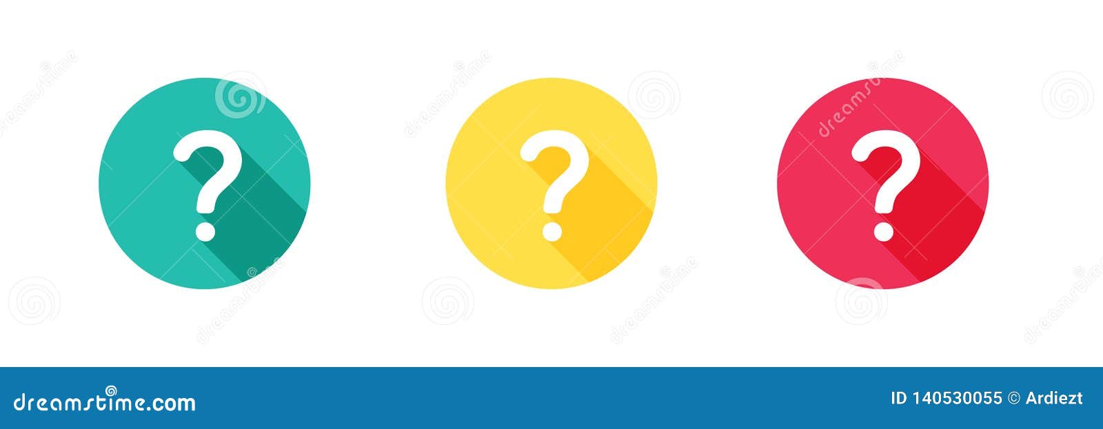 Help Icon in Green Yellow and Red Background with Long Shadow Effect ...