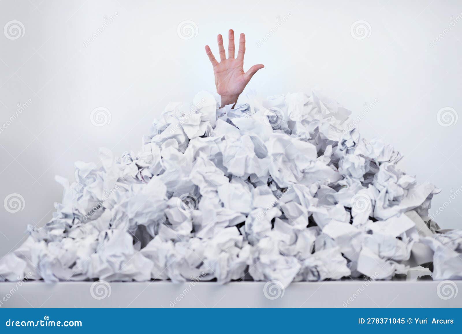 Help Im Drowning in Paperwork. a Hand Reaching Up from Beneath a Pile ...