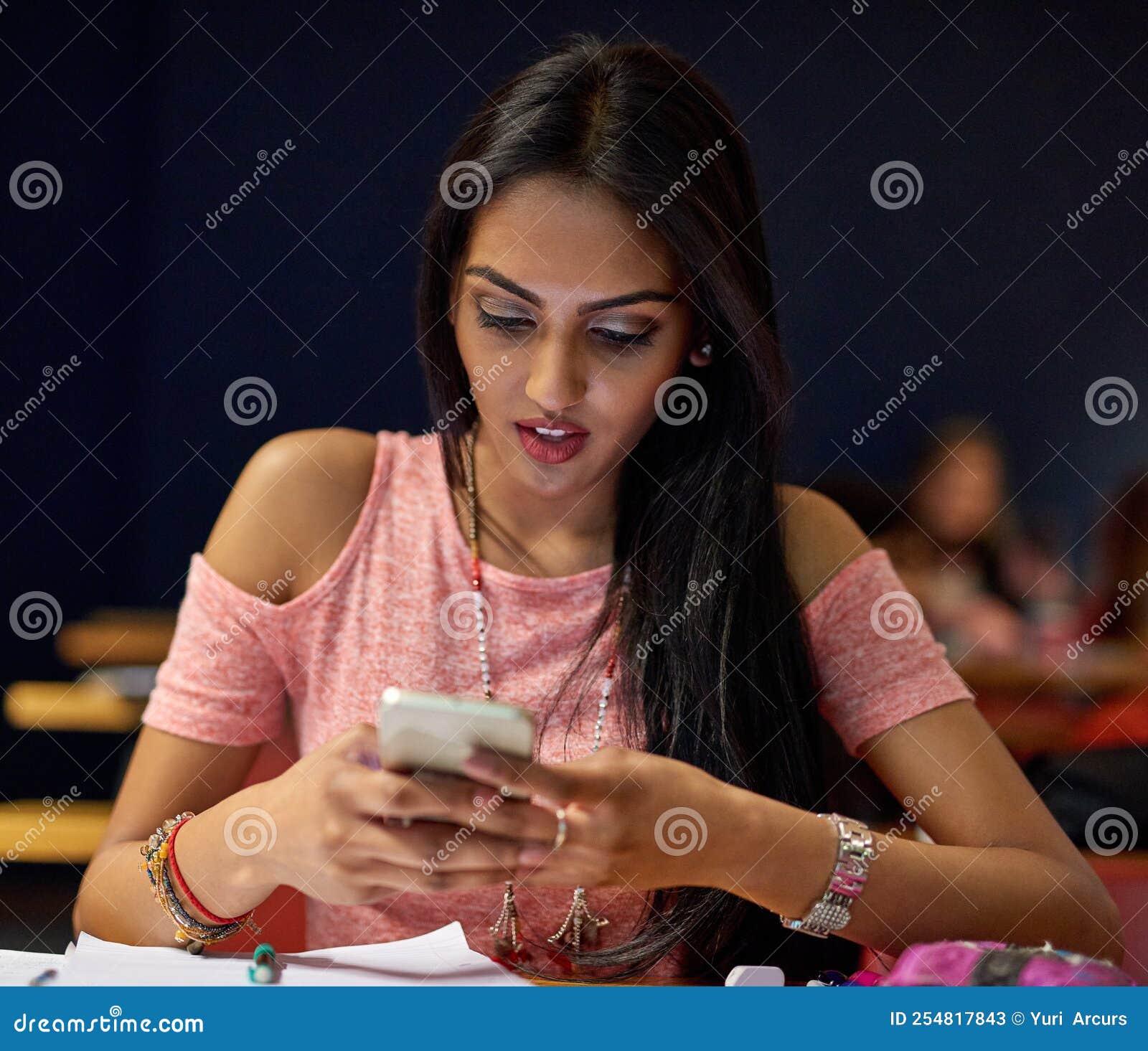 Help, Im in the Wrong Class. a University Student Using Her Cellphone ...