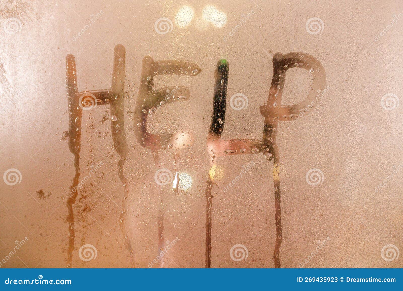 Help Inscription on a Foggy Window. Call for Help in Difficult Times ...