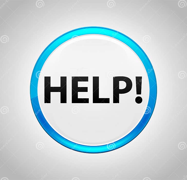 Help! Round Blue Push Button Stock Illustration - Illustration of ...