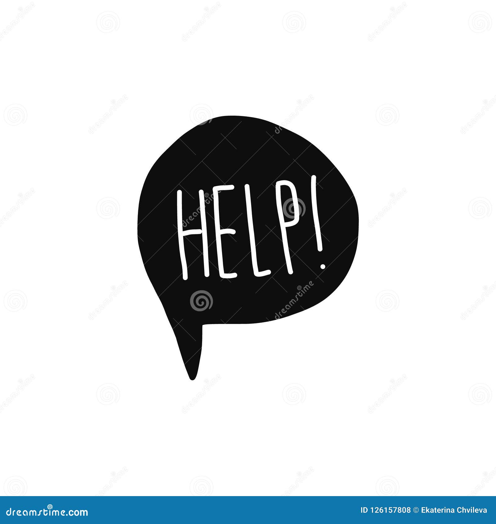 Help Lettering White Word On Black Speech Bubble On White Font Vector ...