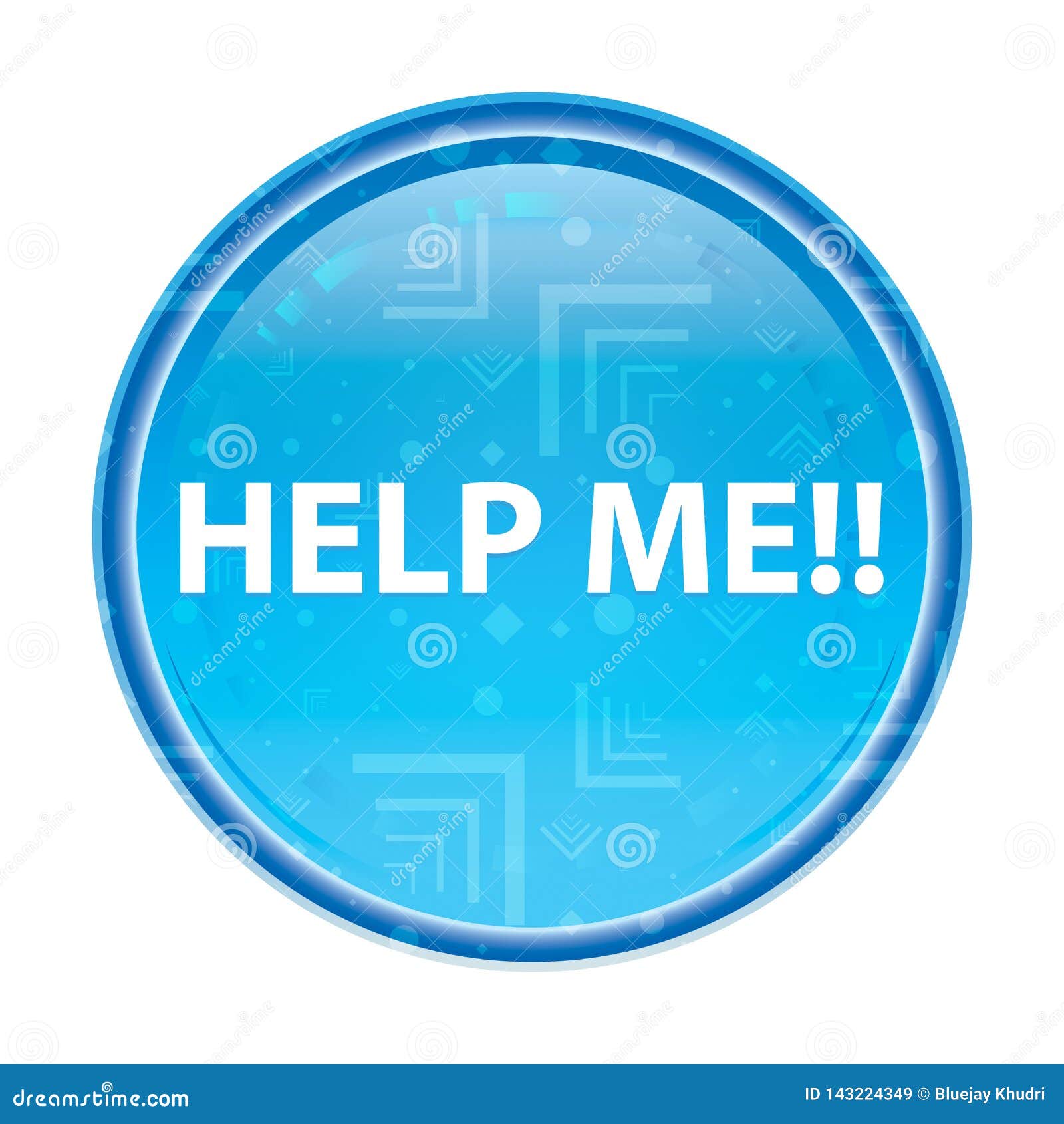 Help Me!! Floral Blue Round Button Stock Illustration - Illustration of ...