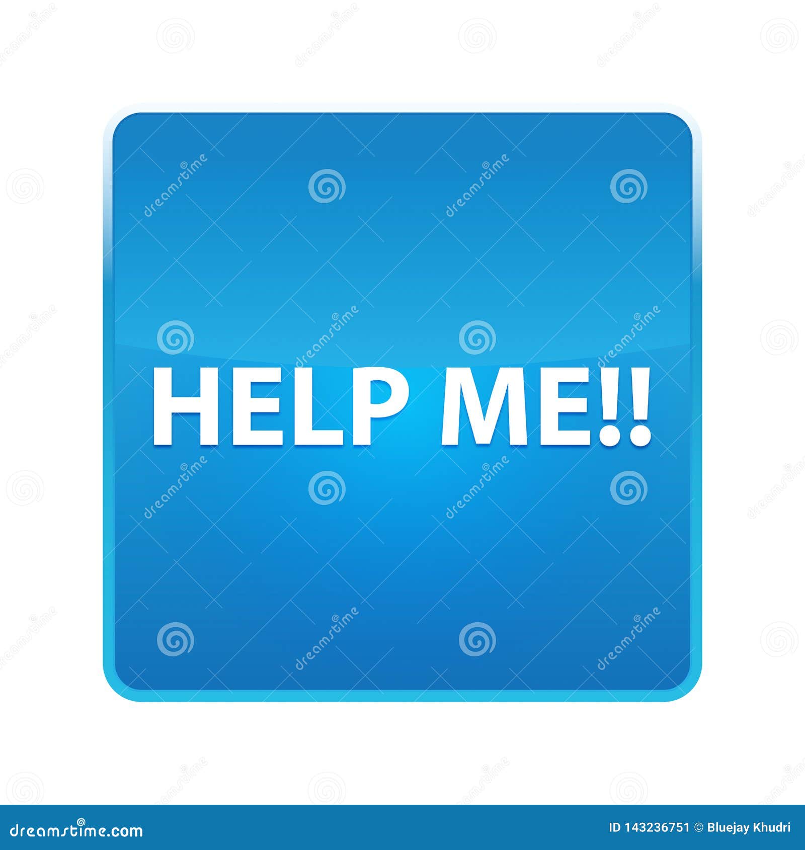 Help Me!! Shiny Blue Square Button Stock Illustration - Illustration of ...