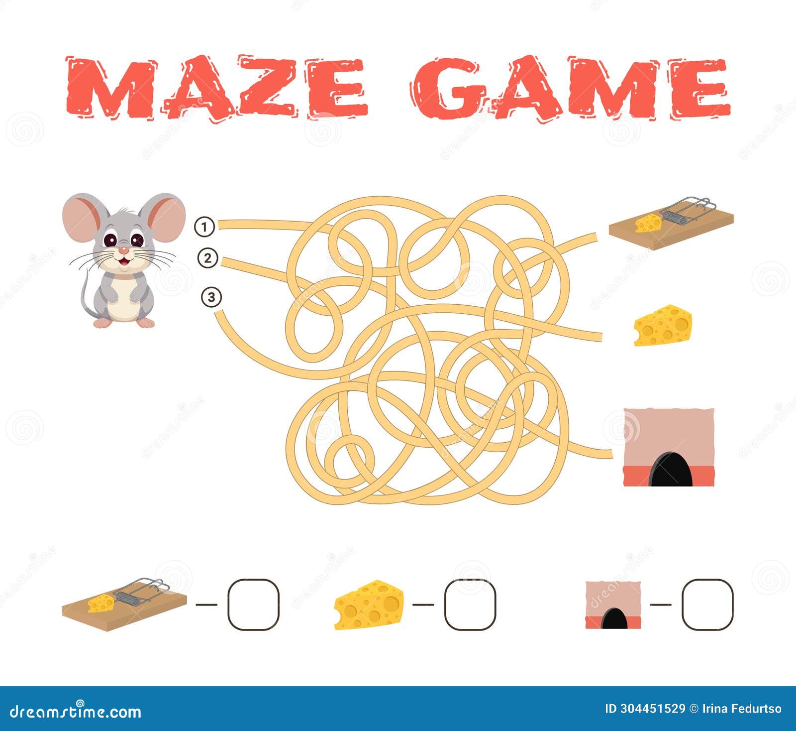 Help the Mouse Find the Right Path To the Cheese Stock Vector ...