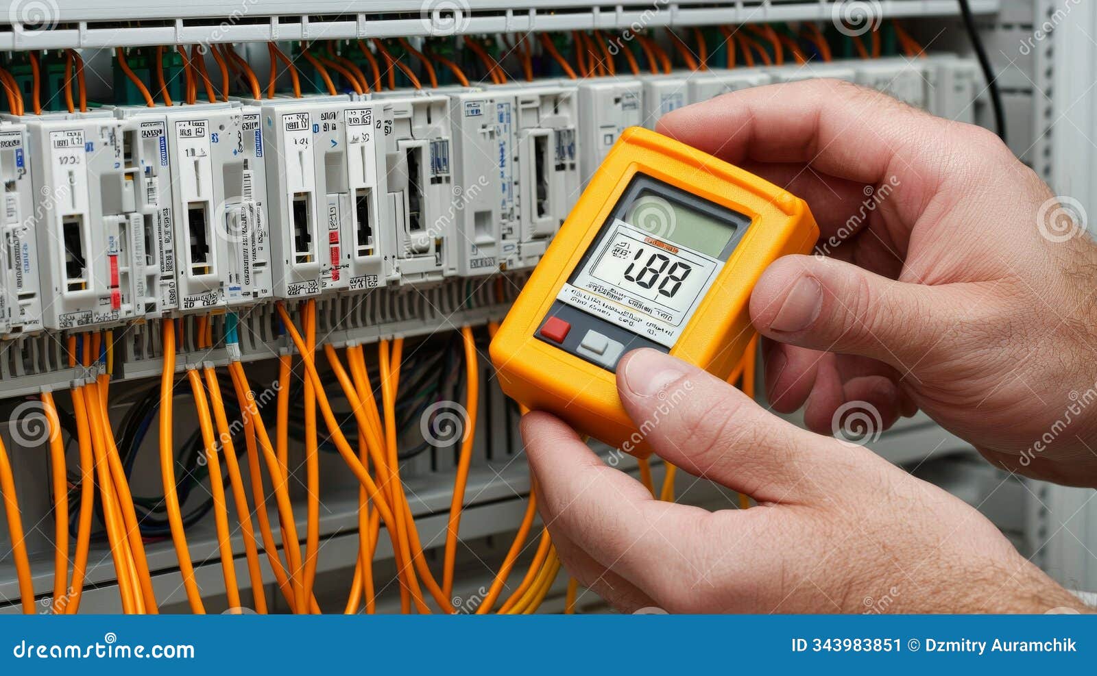 With the Help of a Multimeter, the Electrician Checks the Electrical ...