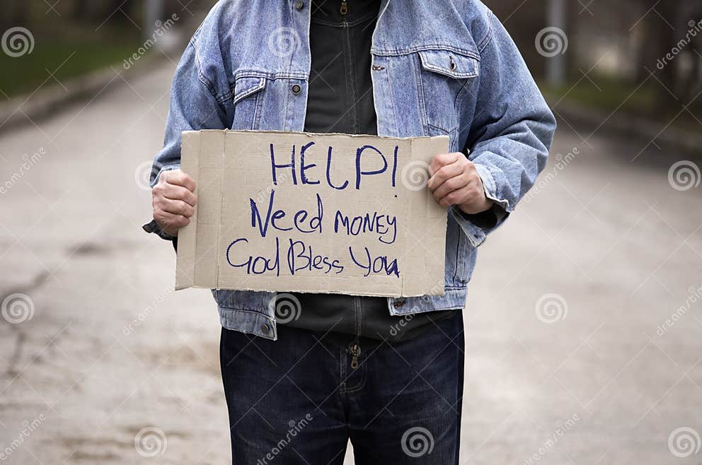 Help!Need money! stock photo. Image of help, street, cardboard - 716820