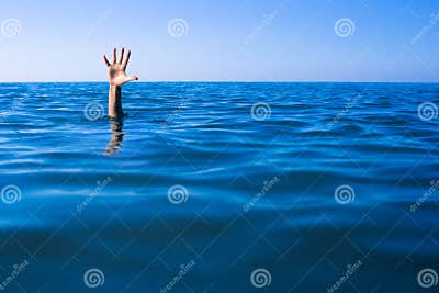 Help Needed. Drowning Man S Hand in Sea Stock Photo - Image of problem ...