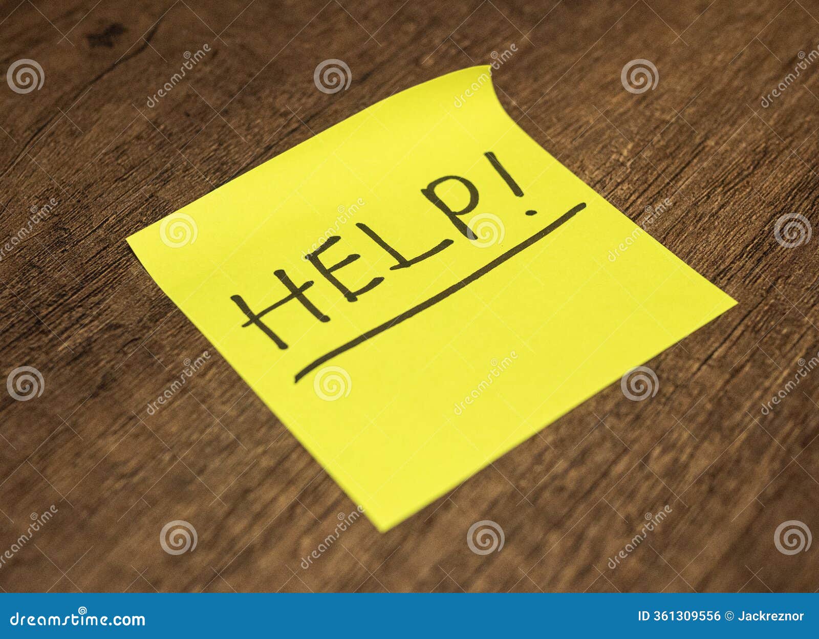 Help Note on a Sticky Pad Left on a Wooden Table Stock Photo - Image of ...