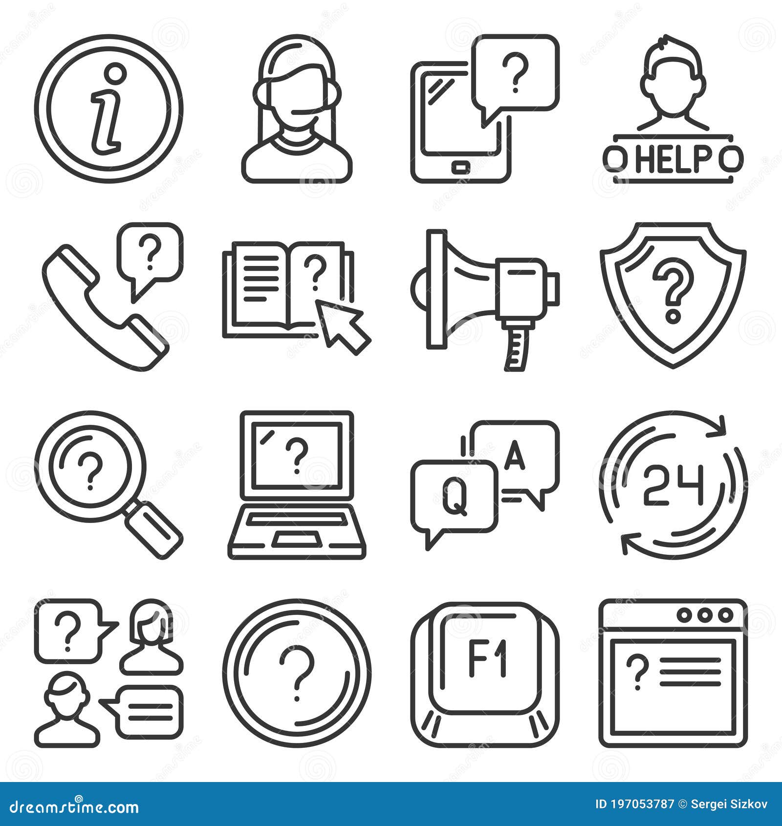 Help and Online Support Center Icons Set. Vector Stock Vector ...