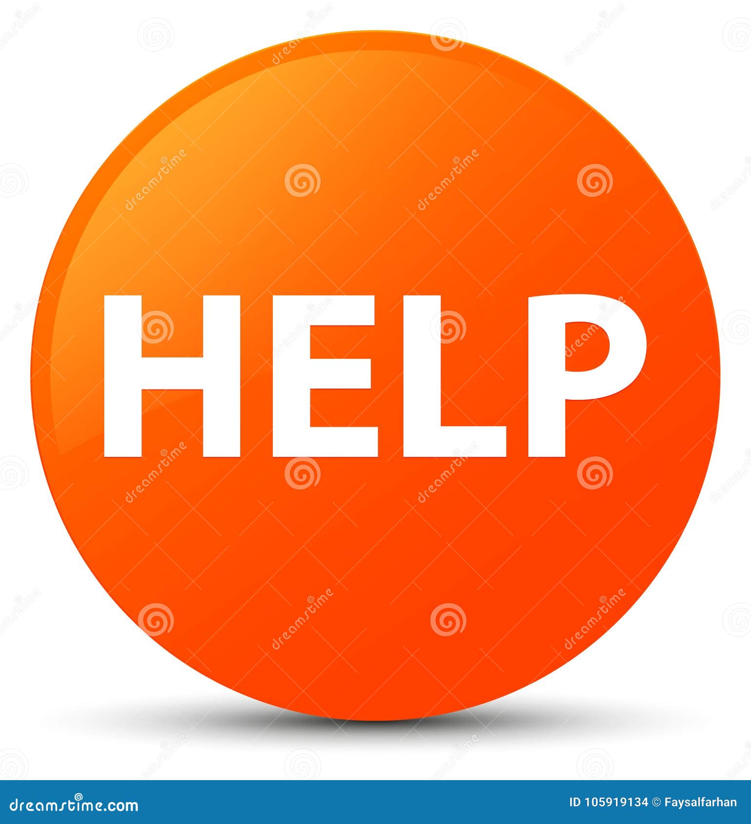 Help orange round button stock illustration. Illustration of word ...