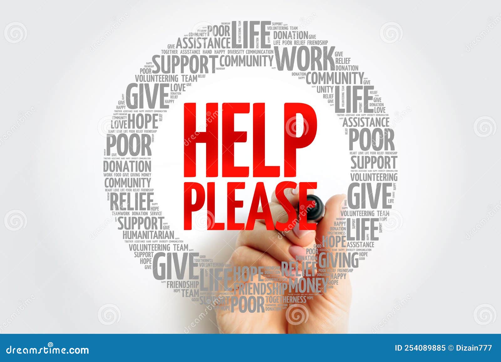 Help Please Word Cloud Collage, Concept Background Stock Image ...