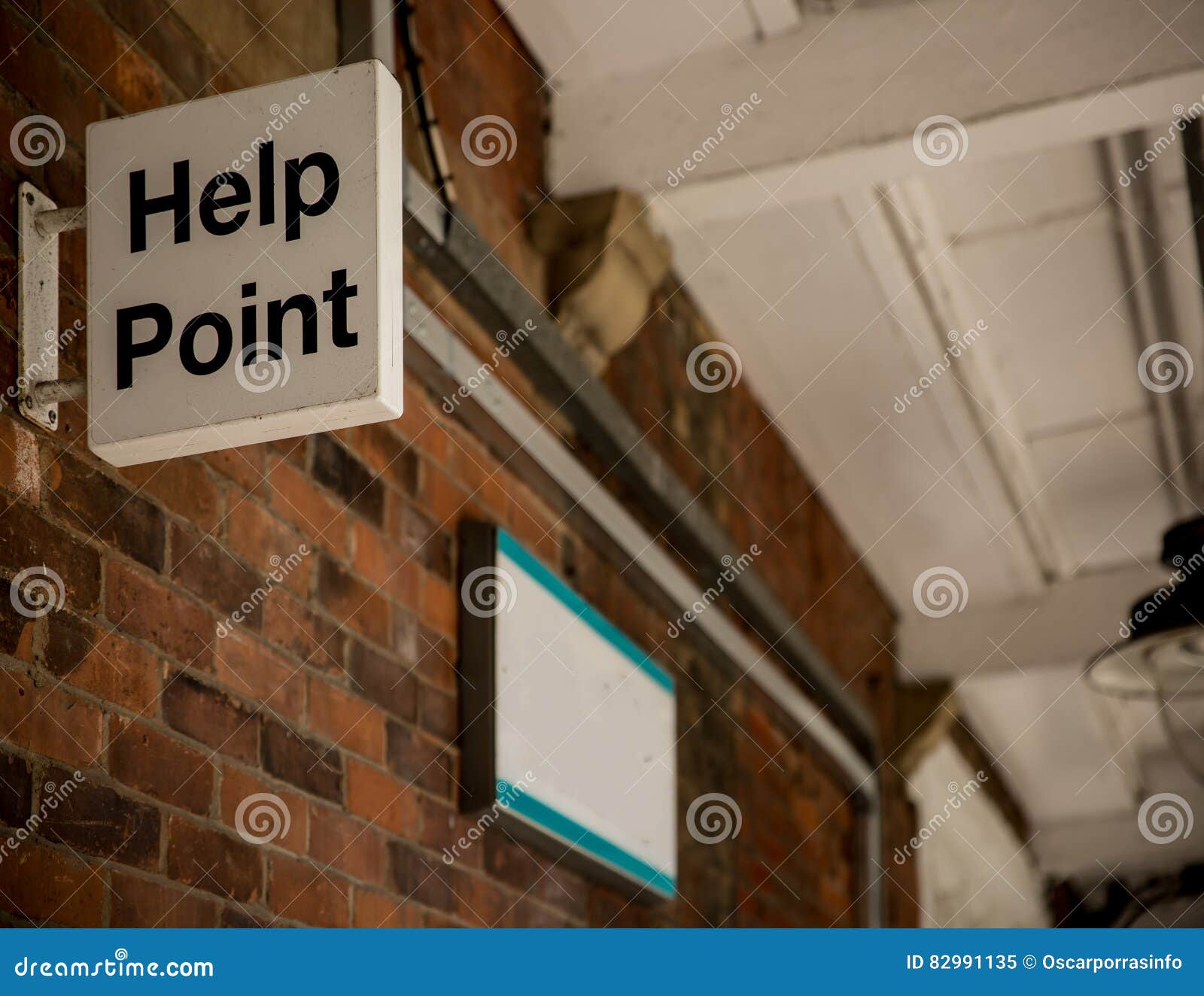 Help Point Sign in an Old Station Stock Image - Image of background ...