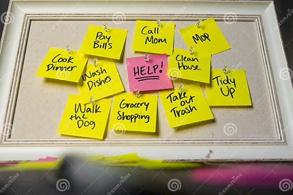 Help, Post it Notes, To Do List Sticky Notes, Overwhelmed Concept, Busy ...