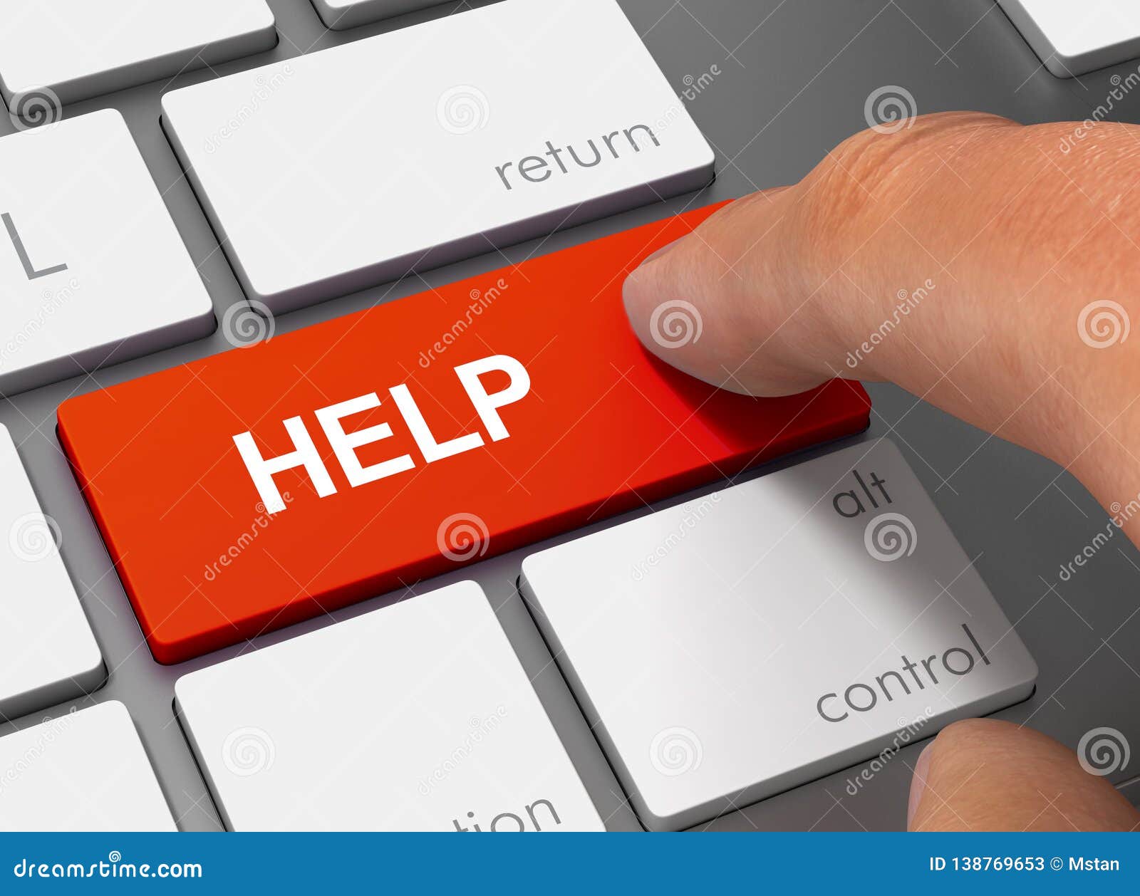 Help Pushing Keyboard with Finger 3d Illustration Stock Illustration ...