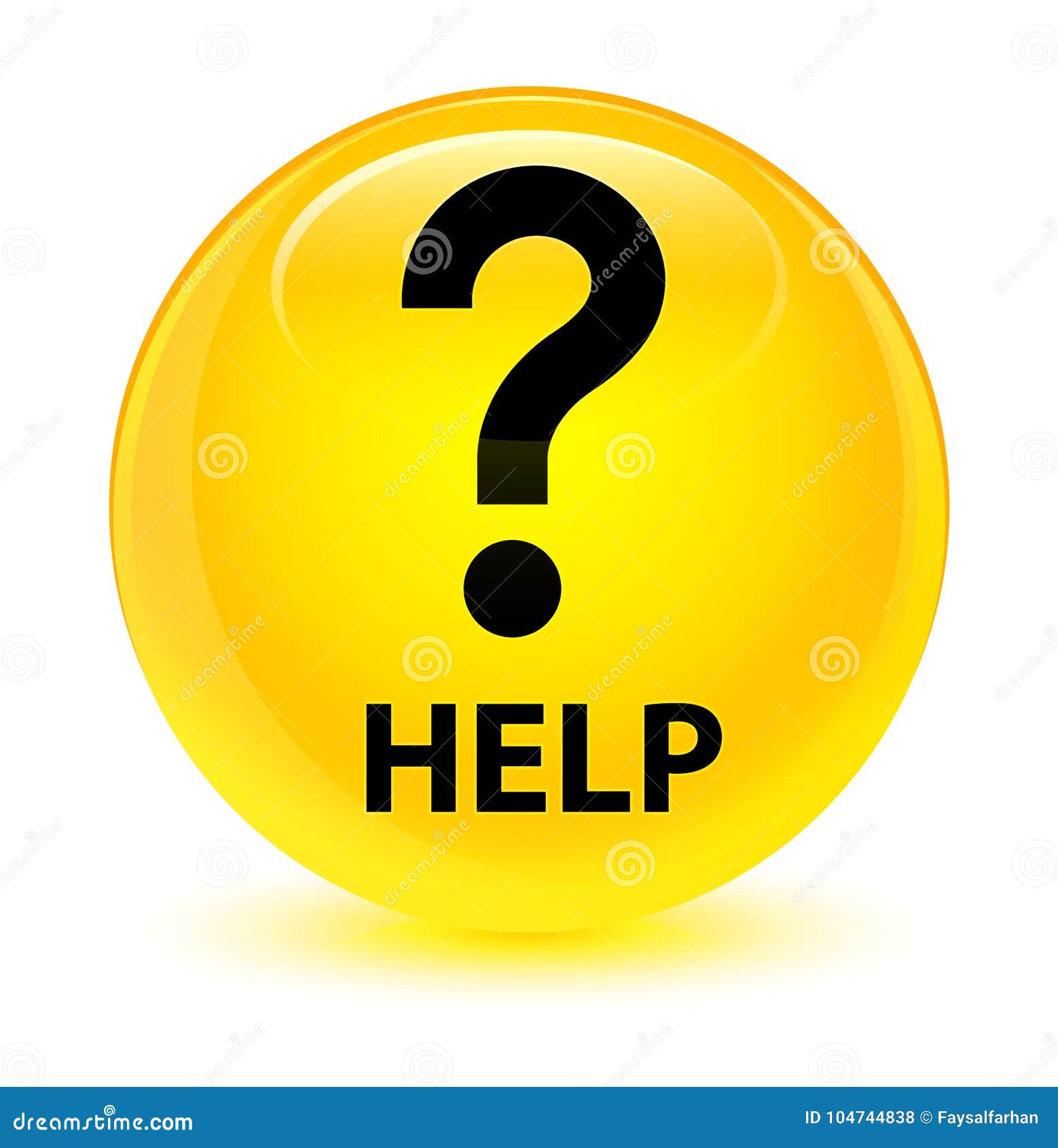 Help (question Icon) Glassy Yellow Round Button Stock Illustration ...
