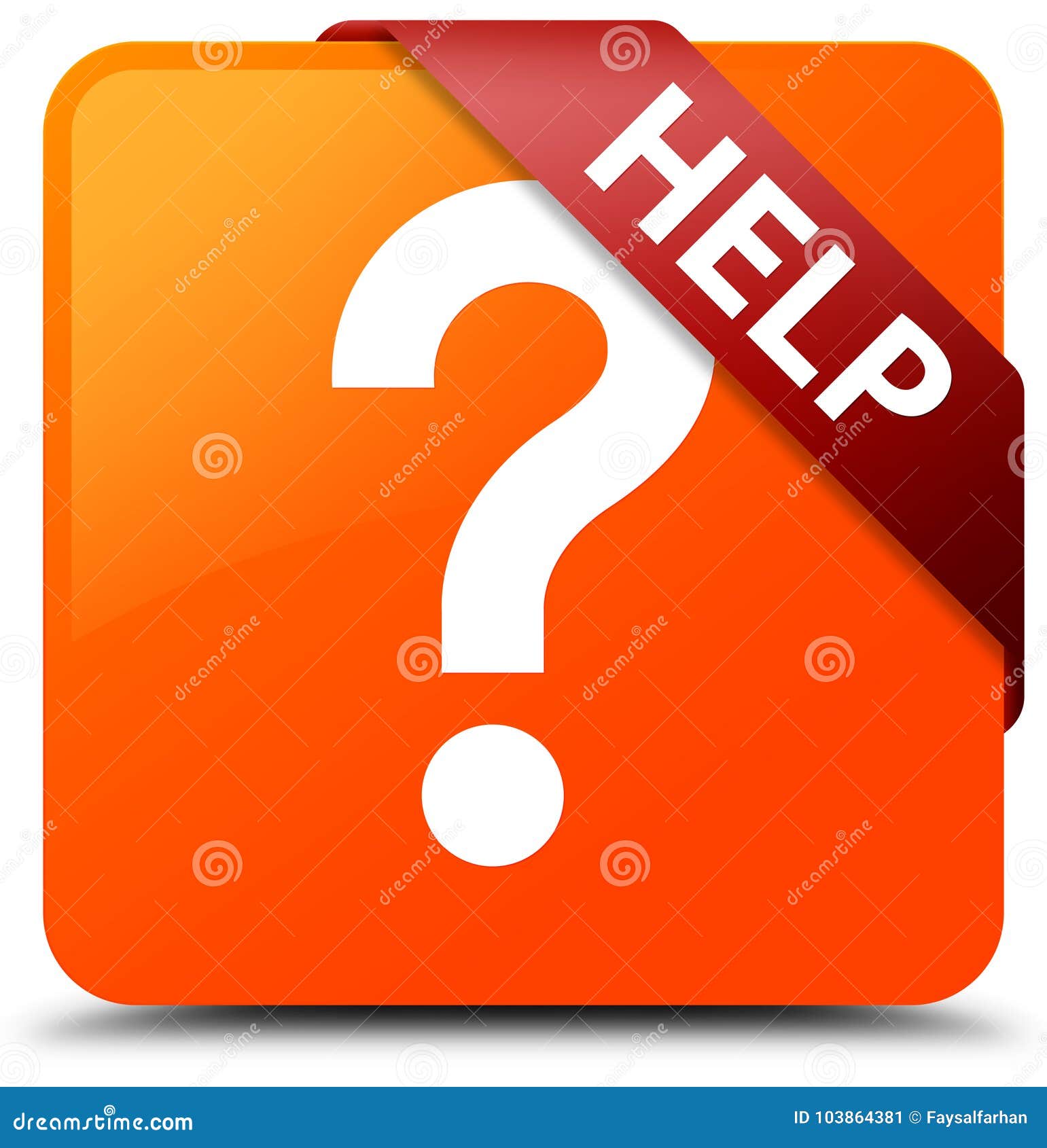 Help (question Icon) Orange Square Button Red Ribbon in Corner Stock ...