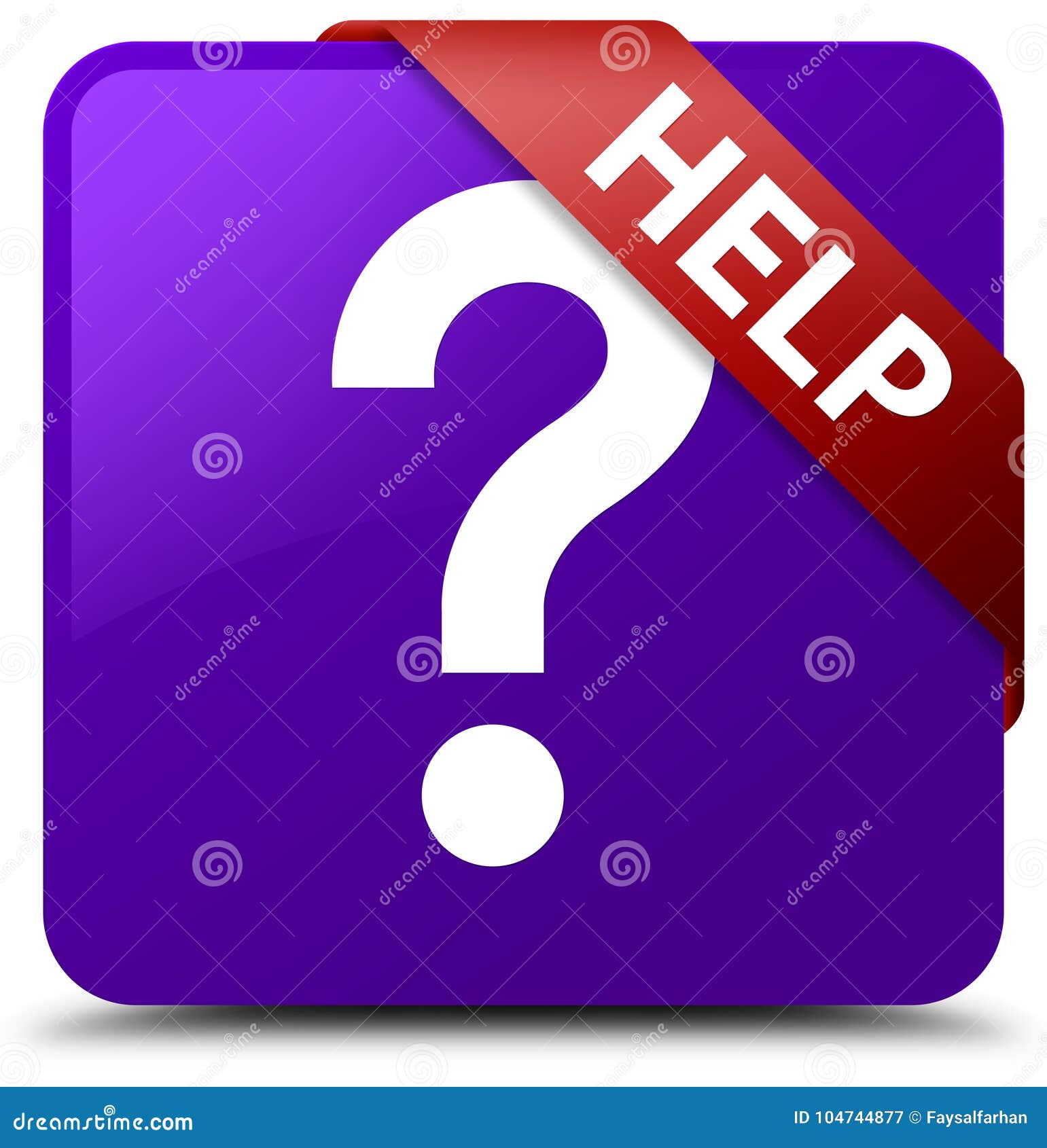 Help (question Icon) Purple Square Button Red Ribbon in Corner Stock ...