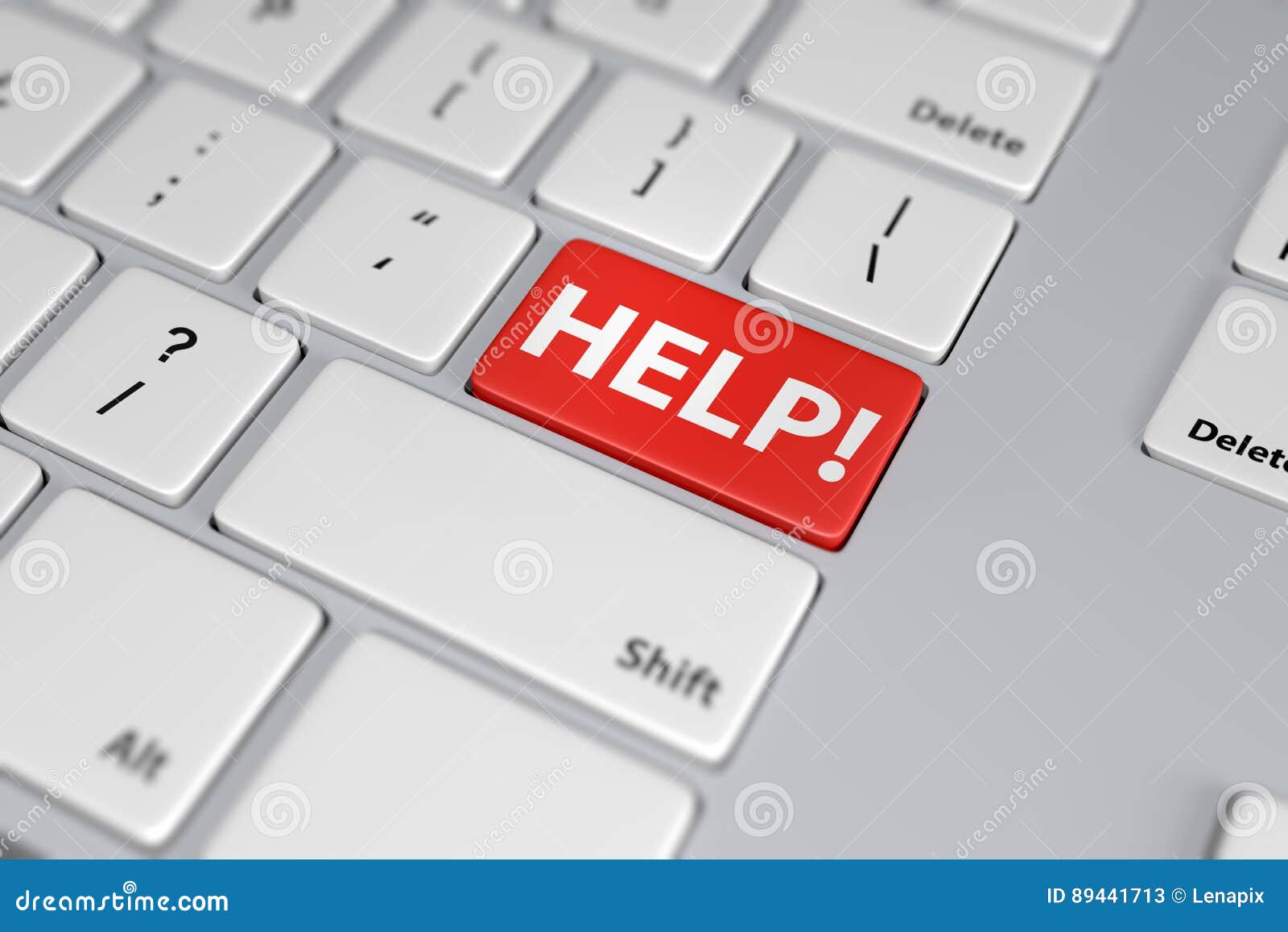 Help Red Button on White Keyboard. Stock Illustration - Illustration of ...
