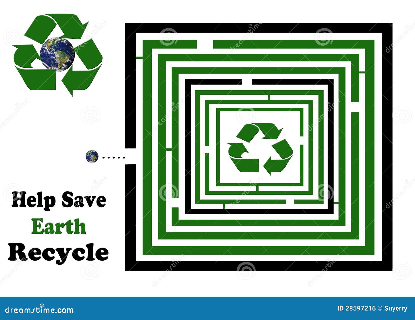 Help Save Earth Square Recycle Maze Stock Illustration - Illustration ...