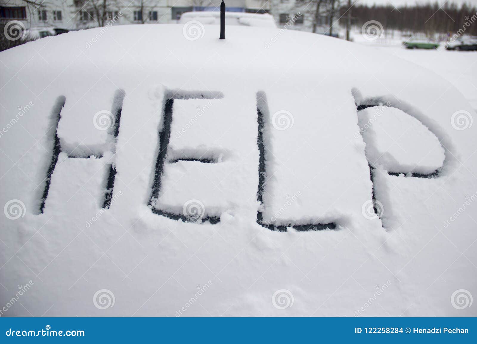 HELP snow car winter stock photo. Image of problem, road - 122258284