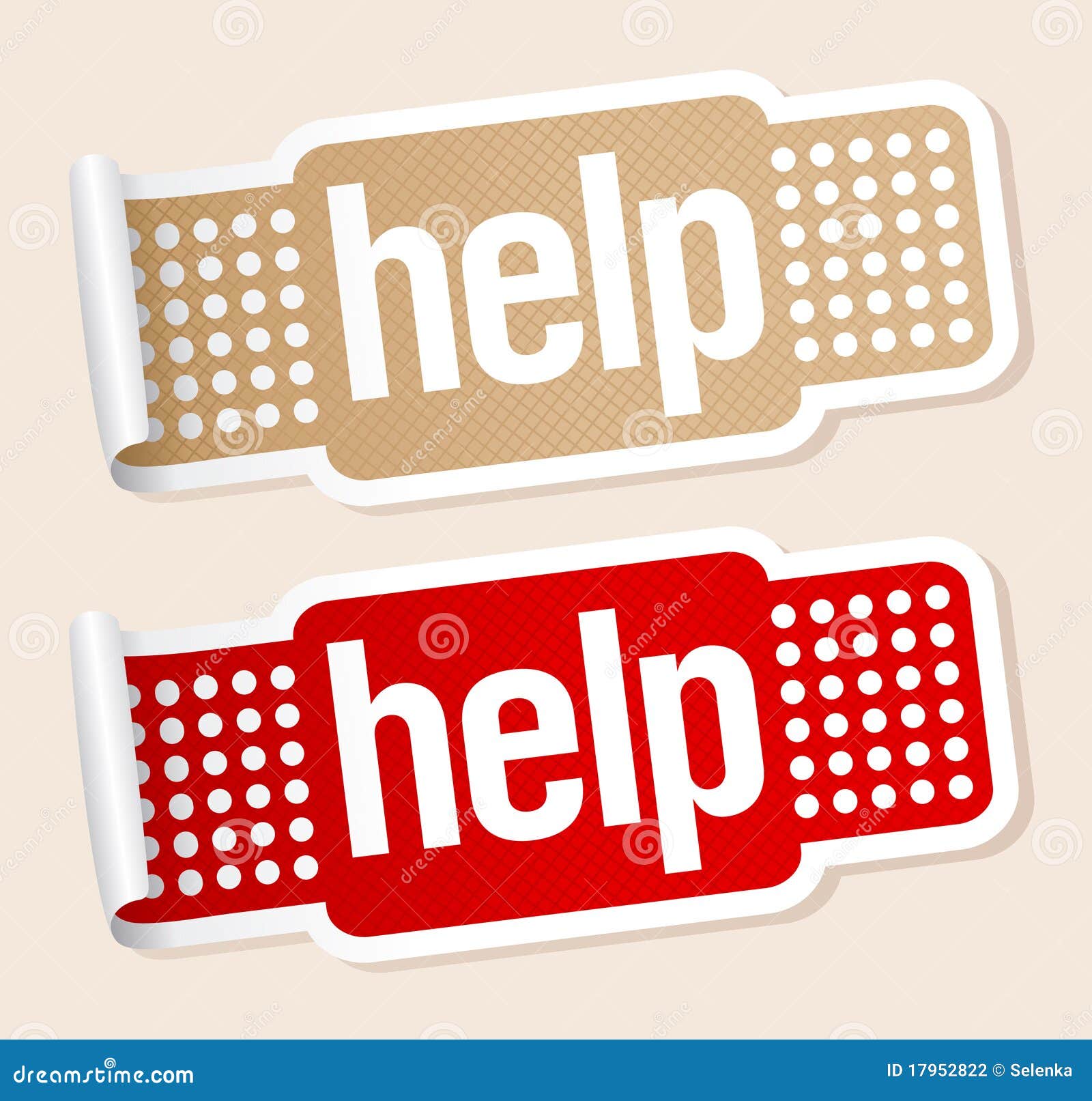 Help stickers. stock vector. Illustration of plaster - 17952822