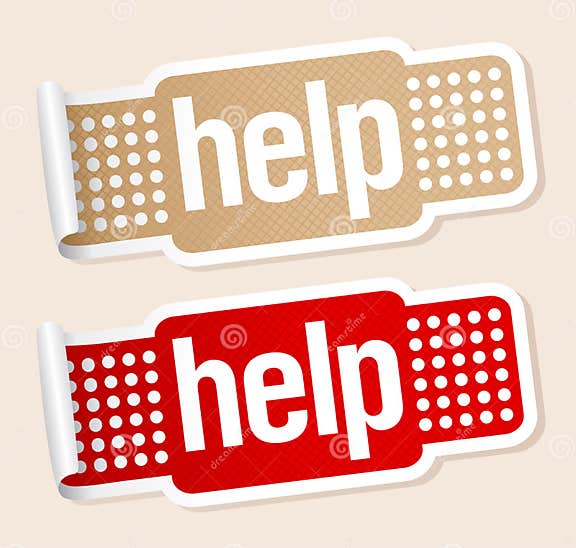 Help stickers. stock vector. Illustration of plaster - 17952822