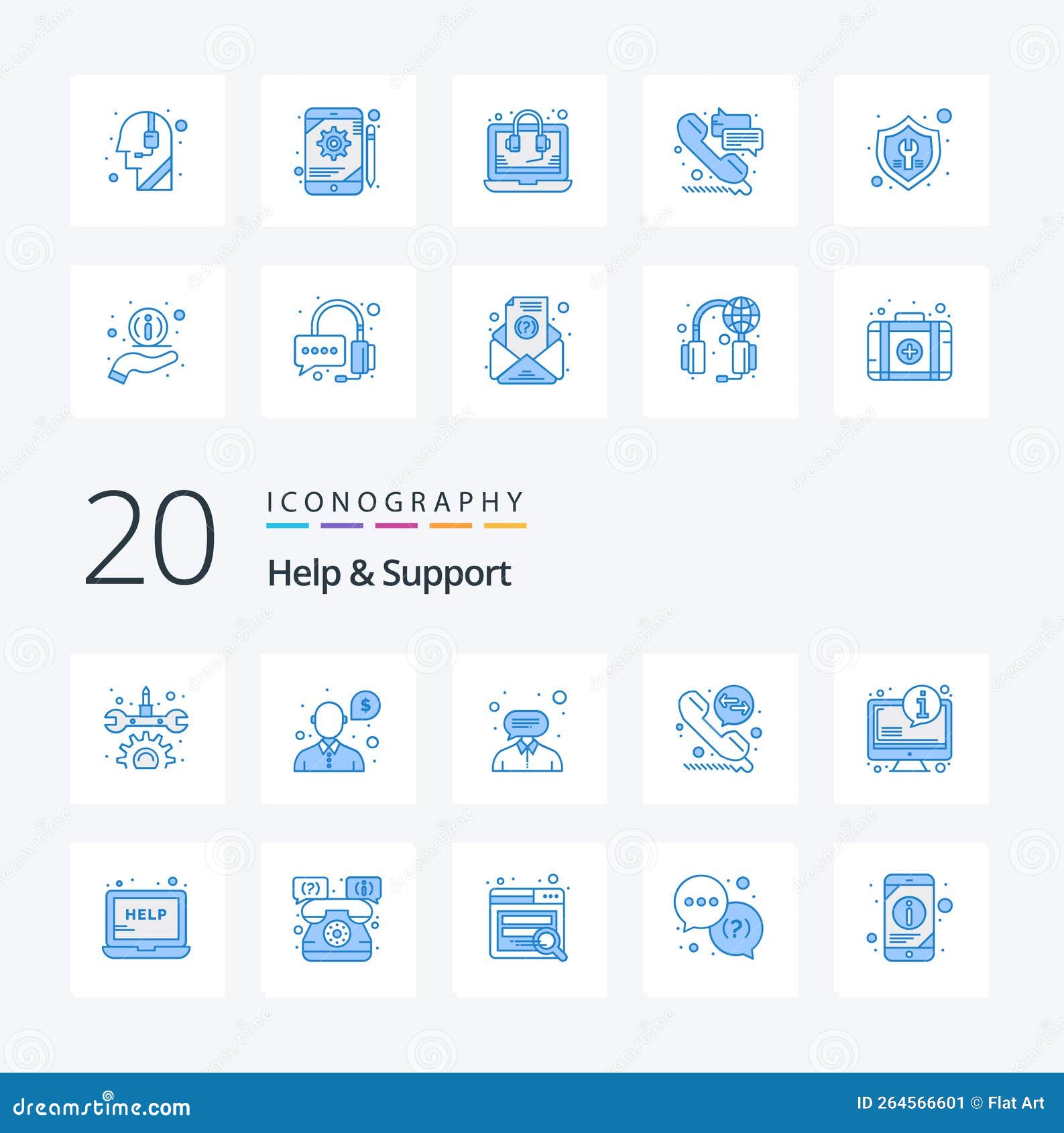 20 Help and Support Blue Color Icon Pack Like Information Faq Customer ...