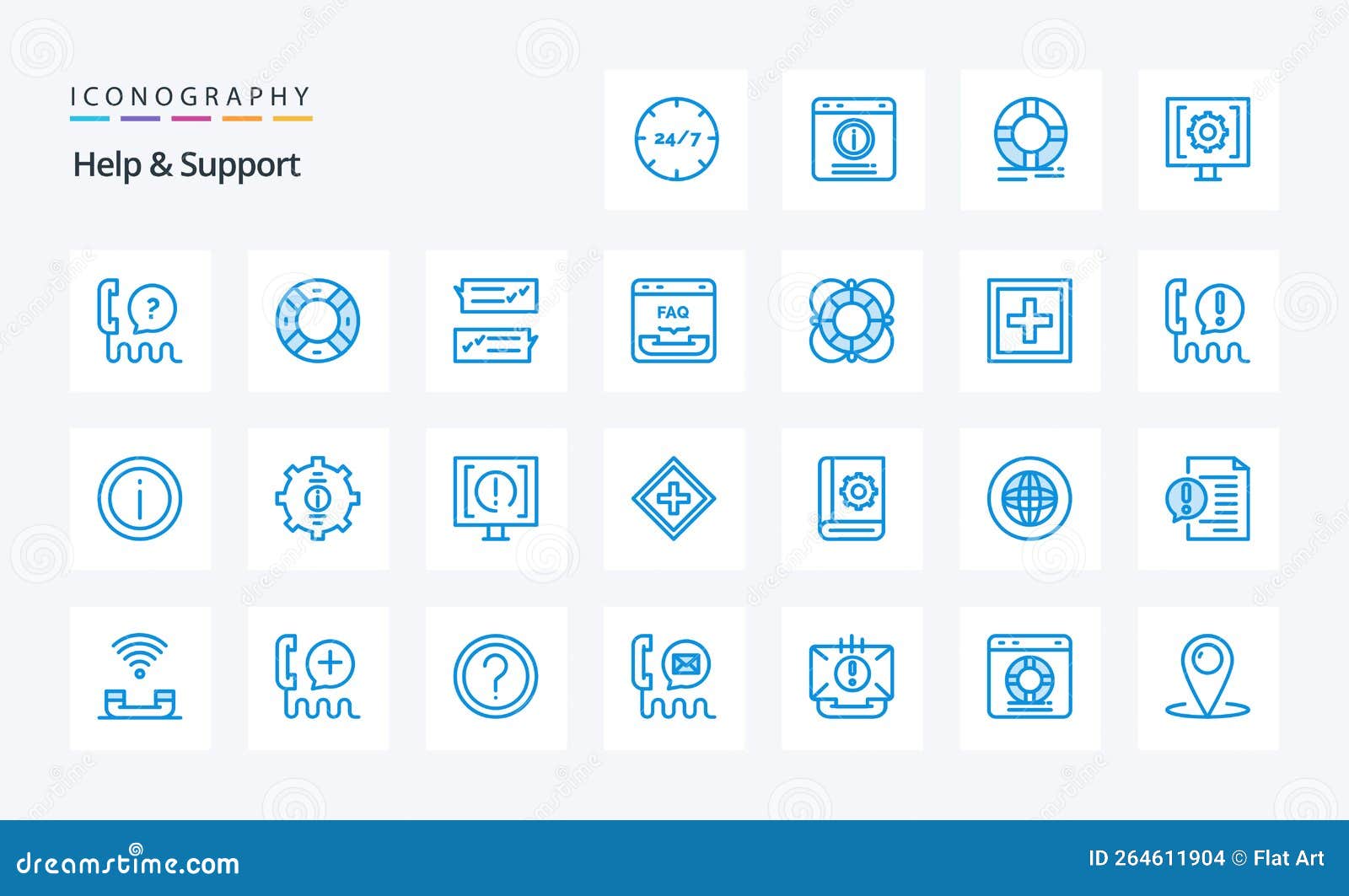 25 Help and Support Blue Icon Pack Stock Vector - Illustration of ...