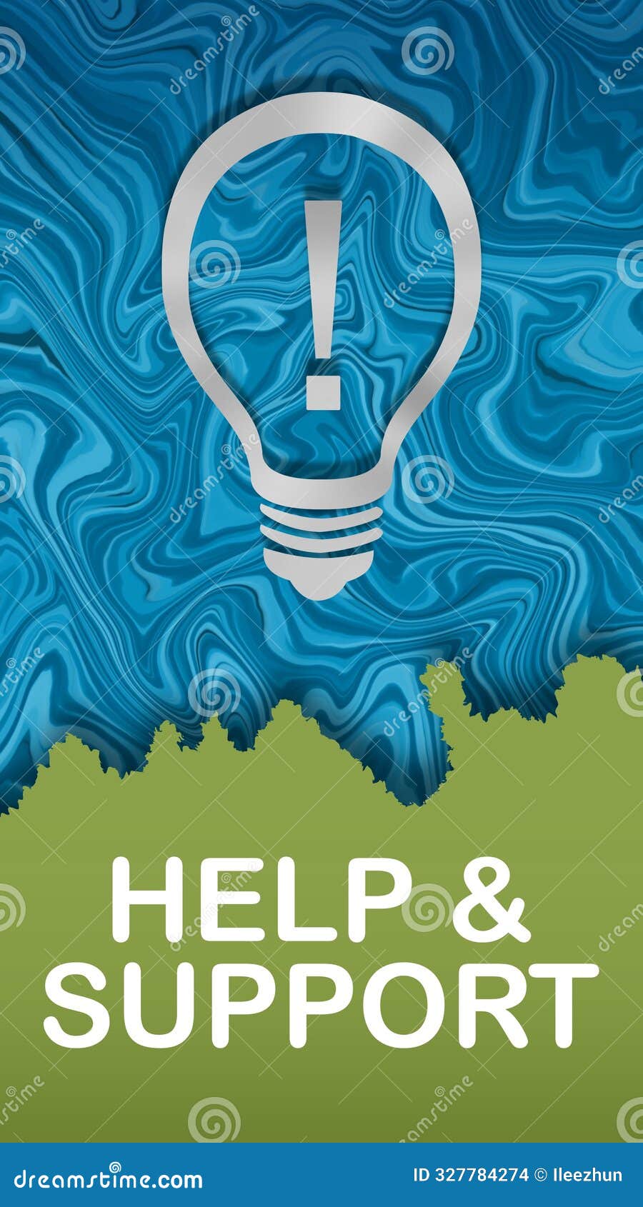 Help and Support Bulb Blue Texture Green Text Vertical Stock ...