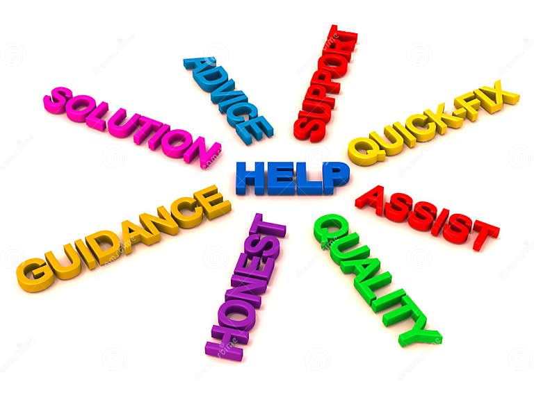 Help and support collage stock illustration. Illustration of desk ...