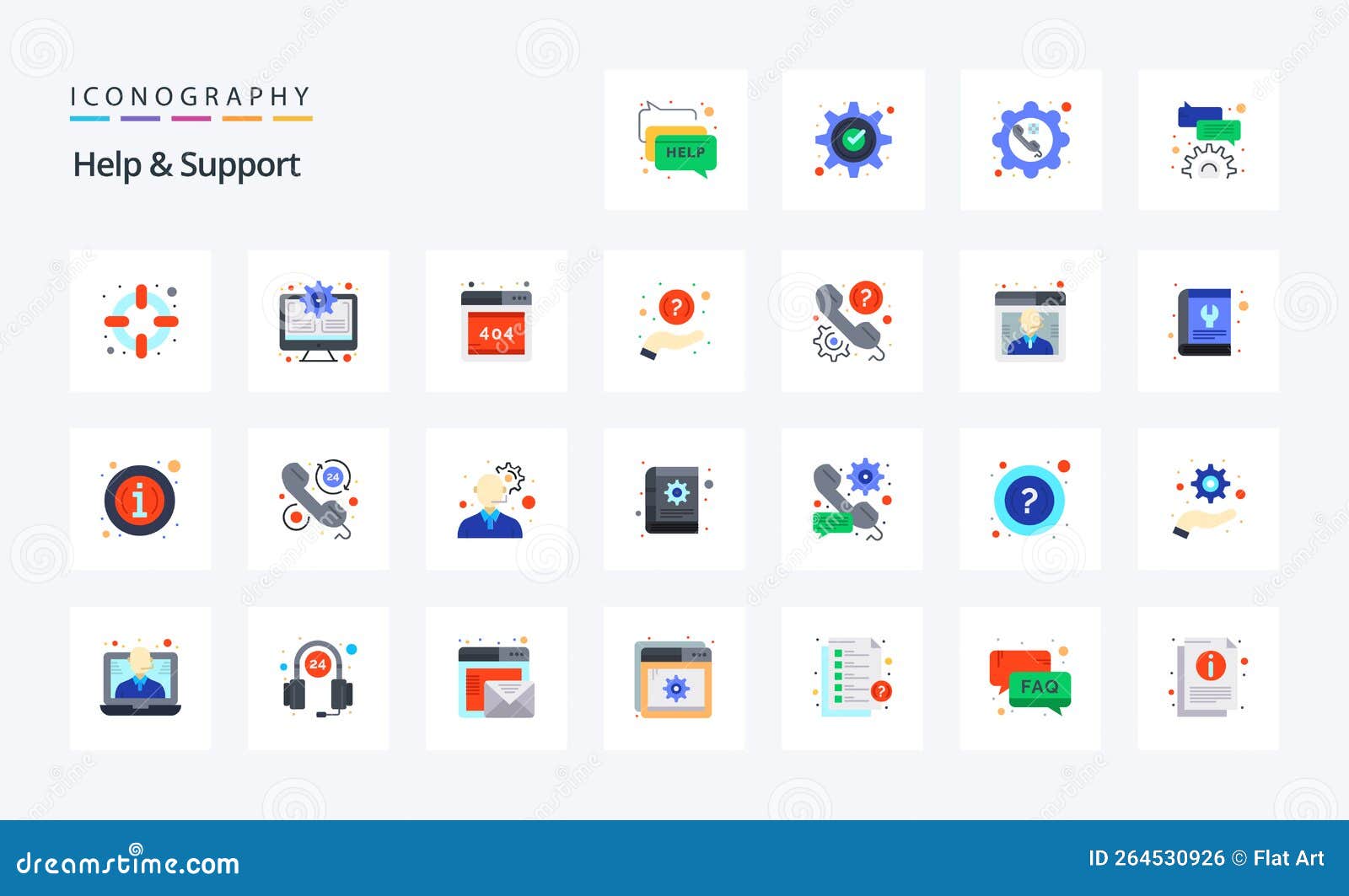 25 Help and Support Flat Color Icon Pack Stock Vector - Illustration of ...