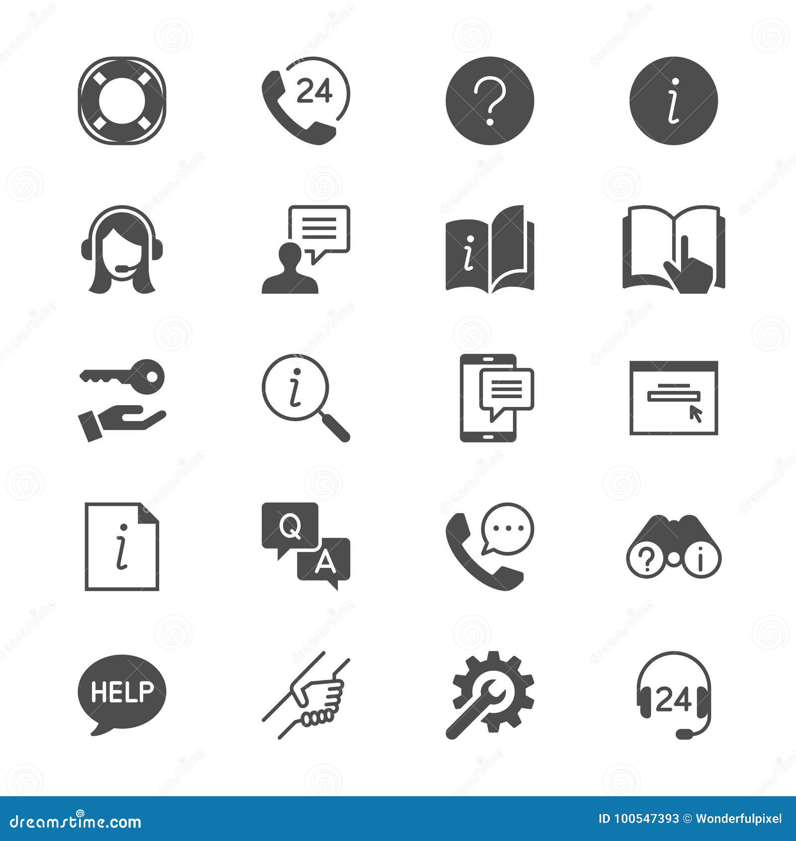 Help and Support Flat Icons Stock Vector - Illustration of flat ...