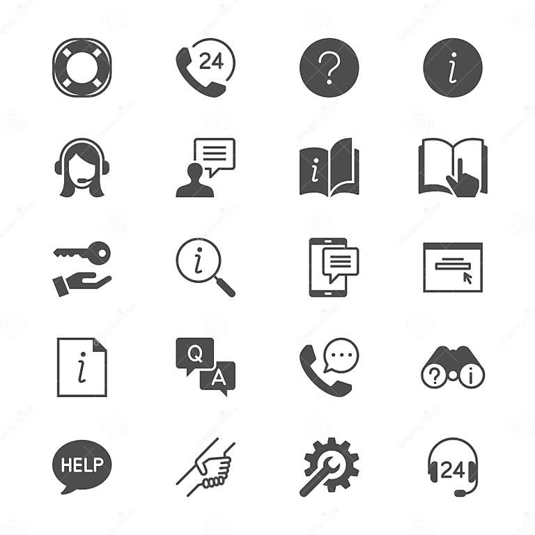 Help and Support Flat Icons Stock Vector - Illustration of flat ...