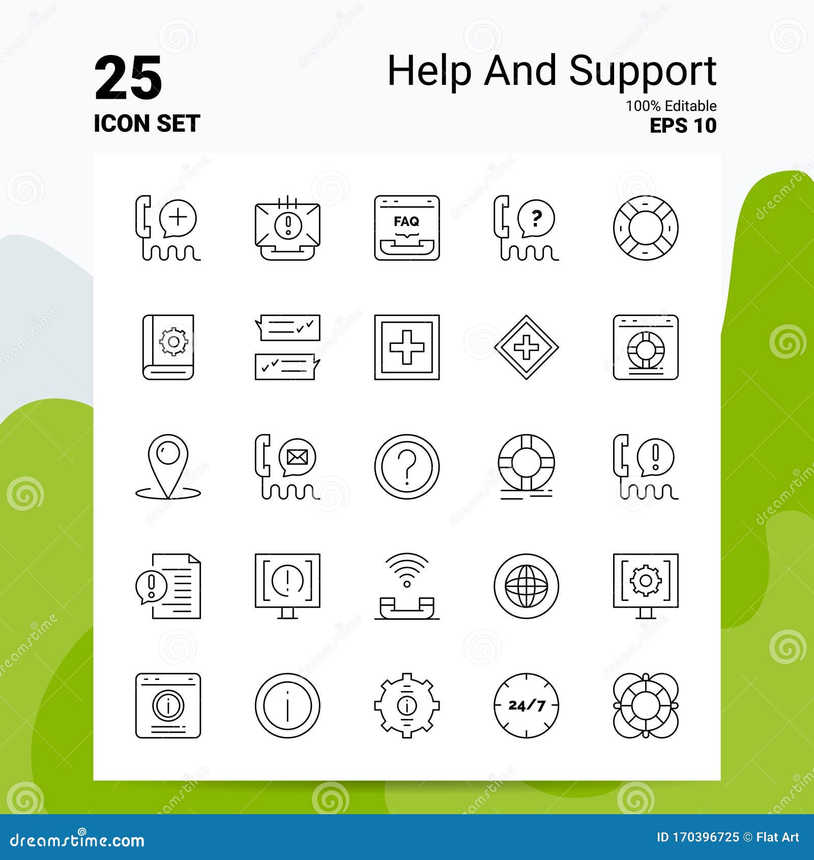 25 Help and Support Icon Set. 100 Editable EPS 10 Files Stock Vector ...