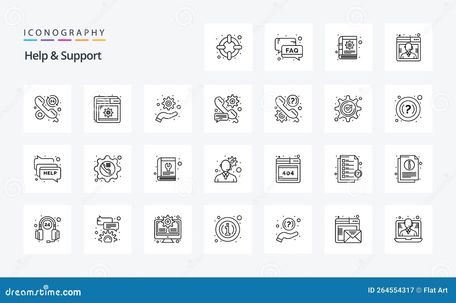 25 Help and Support Line Icon Pack Stock Vector - Illustration of ...