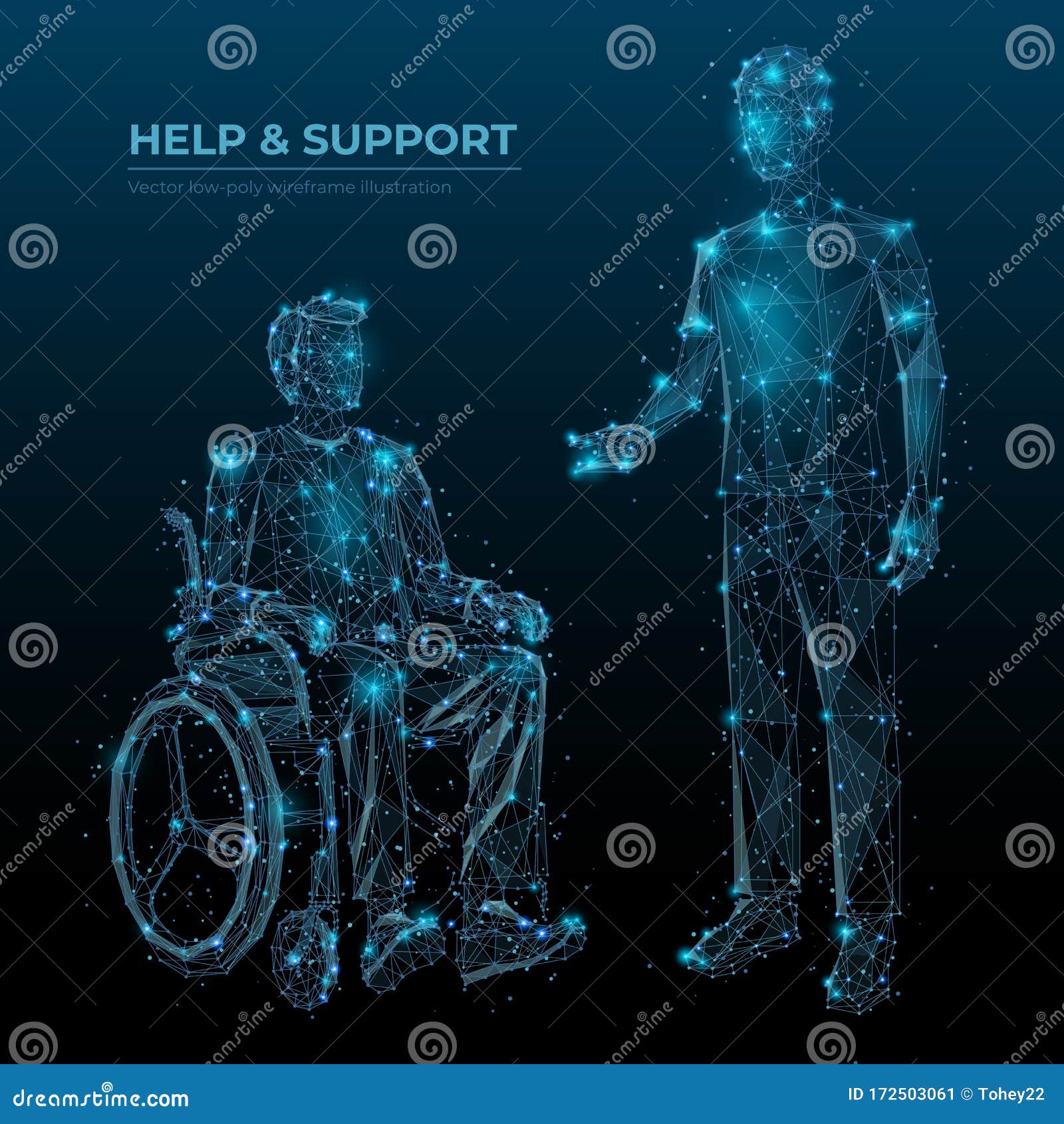 Help and Support Low Poly Wireframe Banner Vector Template Stock Vector ...