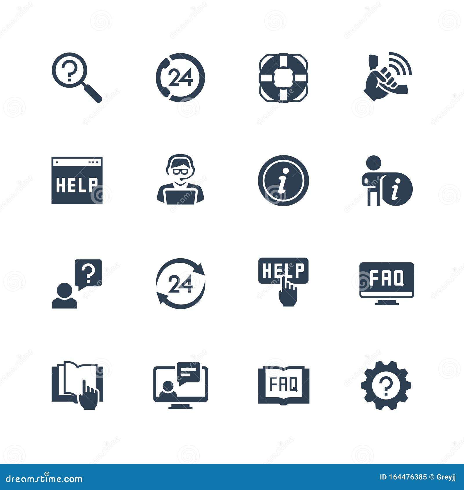 Help and Support Icons in Glyph Style Stock Vector - Illustration of ...