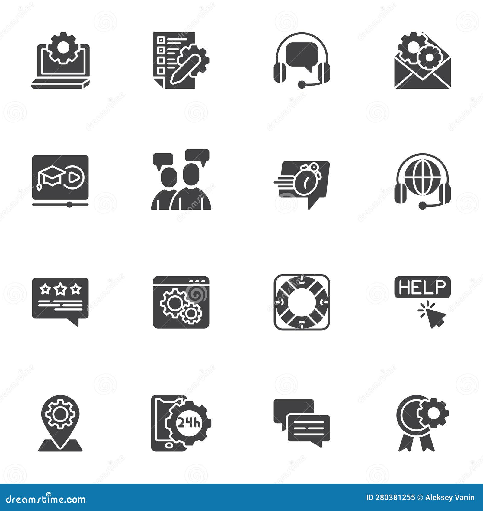 Help and Support Vector Icons Set Stock Vector - Illustration of logo ...