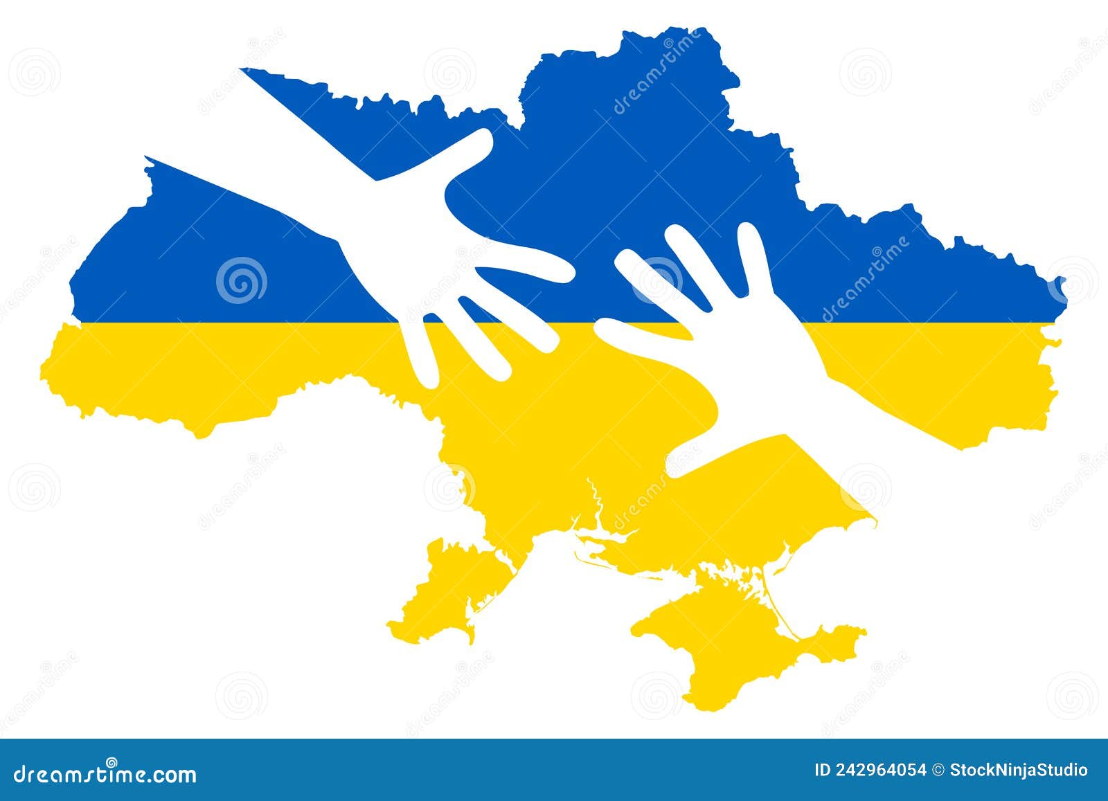 Help Ukraine. Two Hands on Ukraine Map. Ukraine War. Ukraine Vector ...