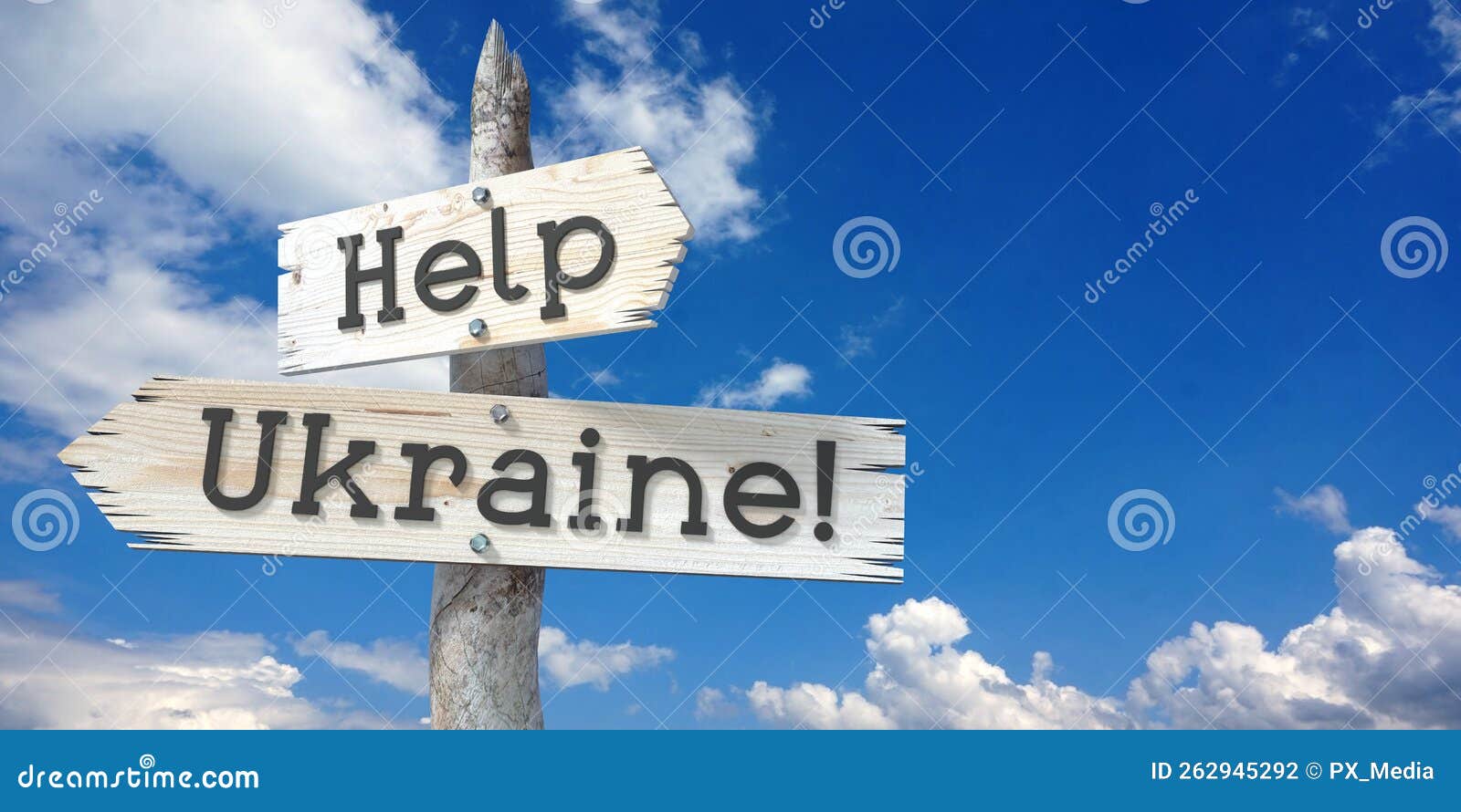 Help Ukraine - Wooden Signpost with Two Arrows Stock Illustration ...
