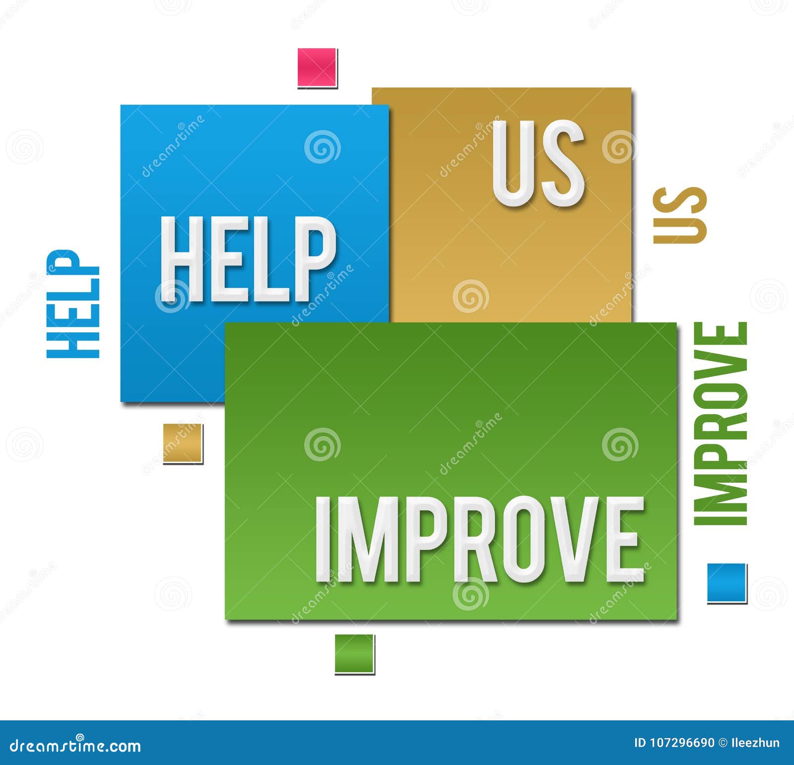Help Us Improve Colorful Squares Text Stock Illustration - Illustration ...