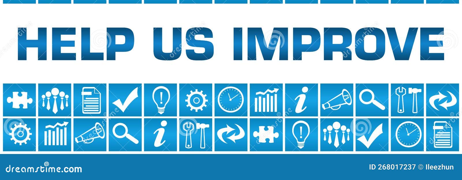 Help Us Improve Blue Box Grid Business Symbols Stock Illustration ...